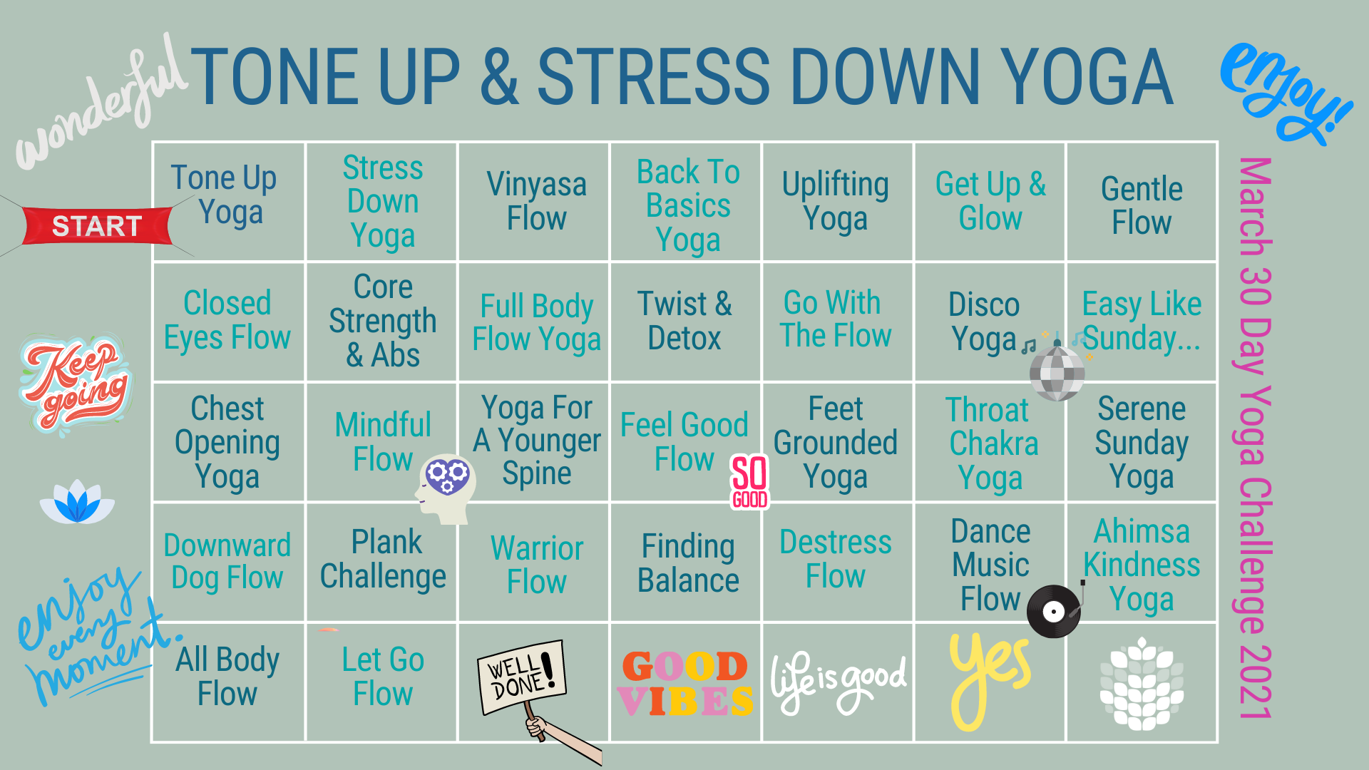 March 30 Day Yoga Challenge | Tone Up & Stress Down - Body Soul Yoga
